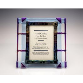 Christine Freeburn - "Violet Grid" Fused Glass Frame 5x7