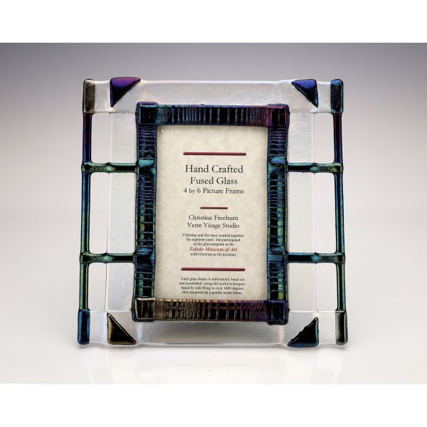 Christine Freeburn - "Clear Grid" Fused Glass Frame 4x6