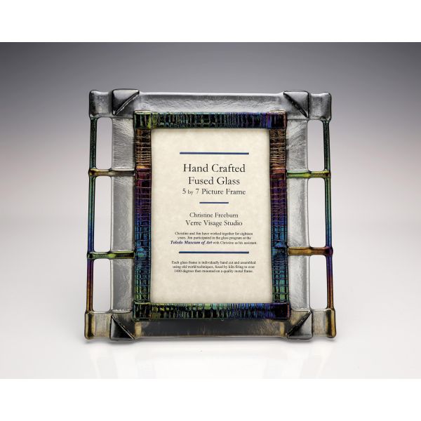 Christine Freeburn - "Grey Grid" Fused Glass Frame 5x7