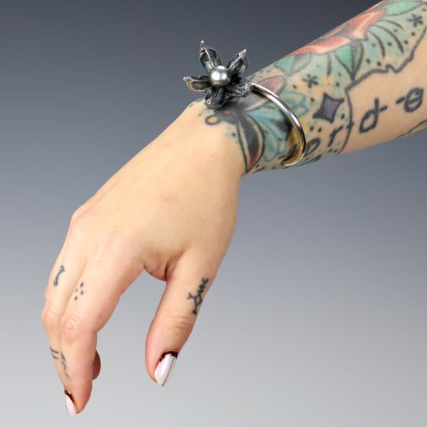 Amy Beeler - "Pod with Tahitian Pearls" Silver Bracelet